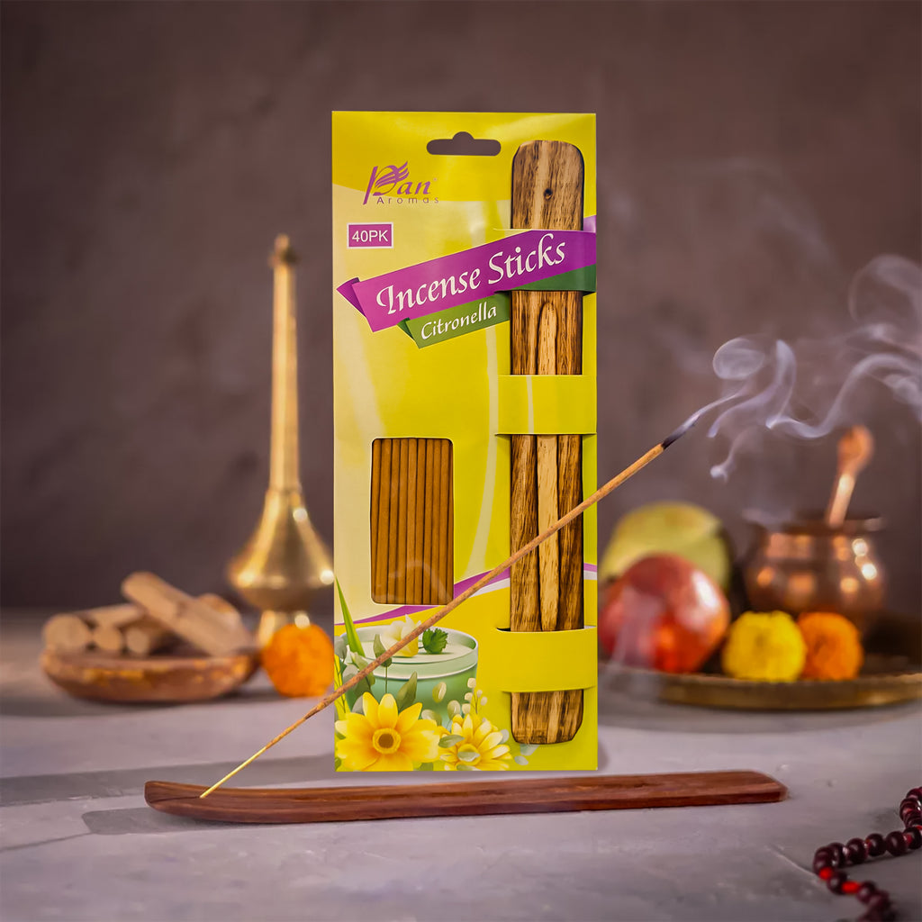 Citronella Incense Sticks (40 Pack) – Natural Bug Repellent – Pan Aromas